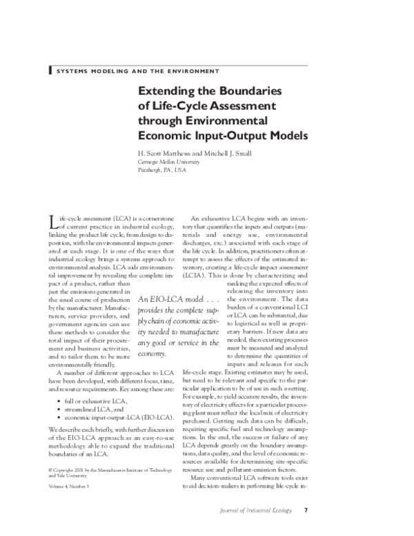 (PDF) Extending the boundaries of life-cycle assessment through environmental economic input ...