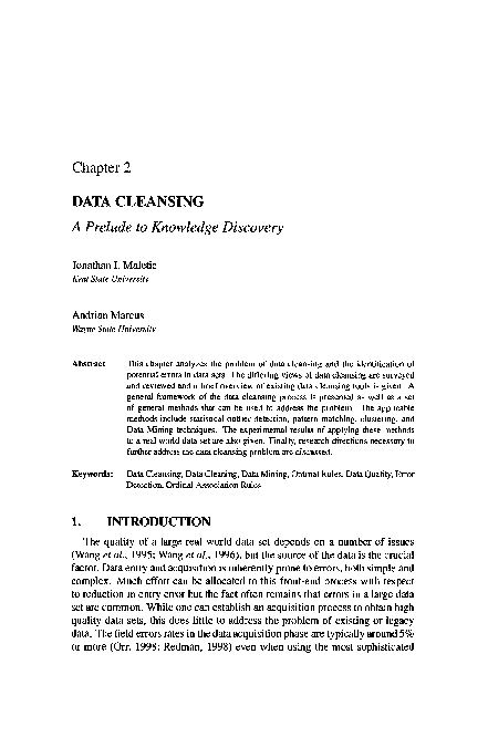 (PDF) Data Cleansing