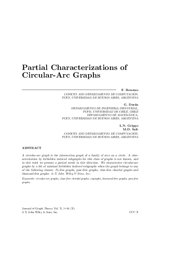 (PDF) Partial characterizations of circular‐arc graphs