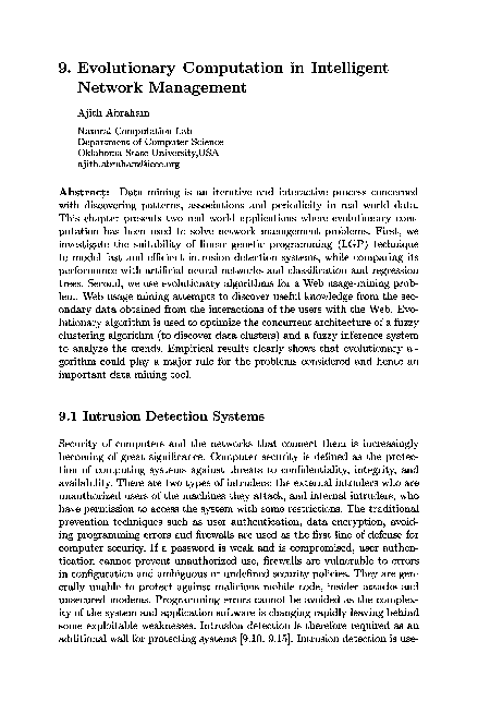 Pdf Evolutionary Computation In Intelligent Network Management Ajith Abraham
