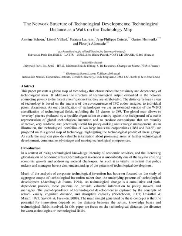 (PDF) The Network Structure of Technological Developments ...