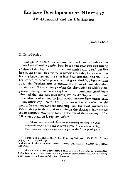(PDF) Enclave Development of Minerals