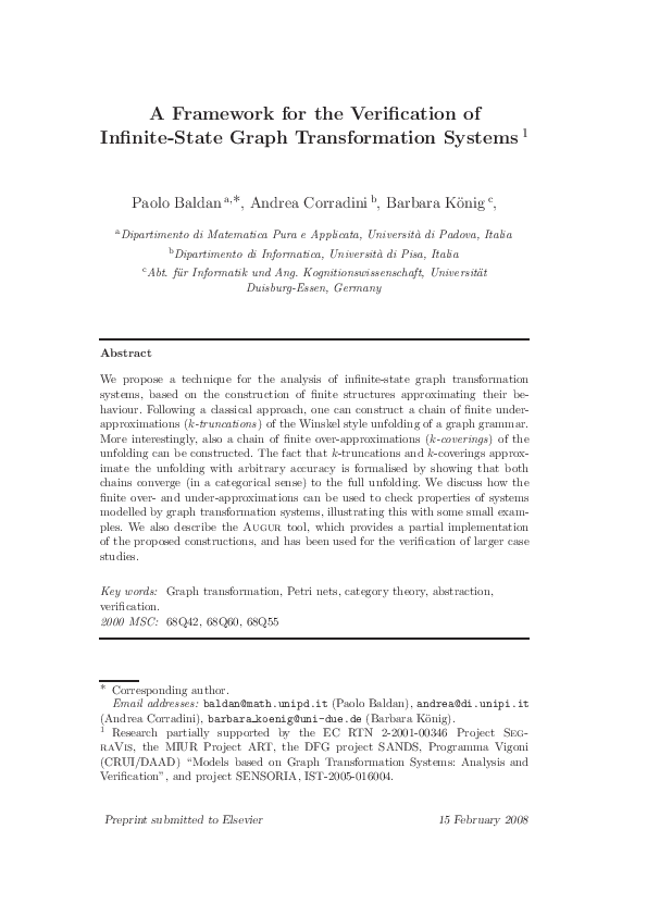 Pdf A Framework For The Verification Of Infinite State Graph Transformation Systems