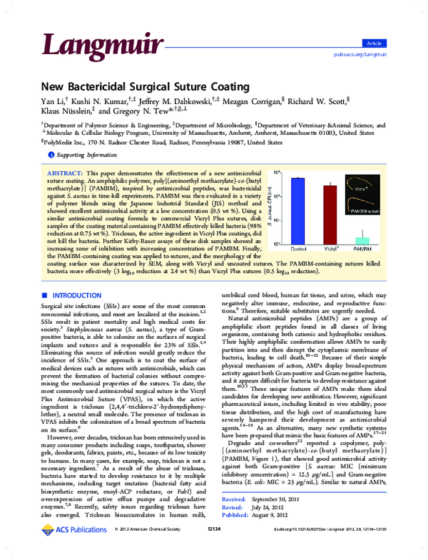 (PDF) New Bactericidal Surgical Suture Coating