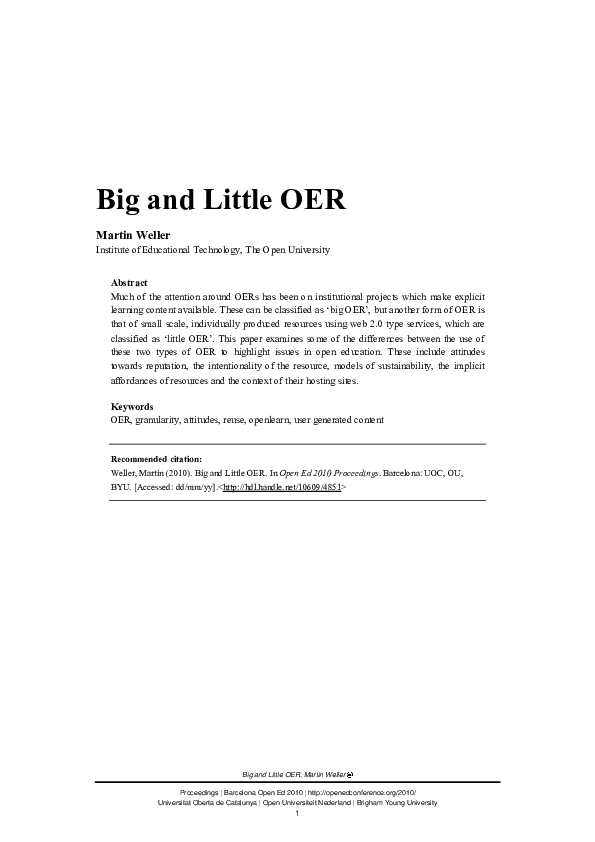 (PDF) Big and little OER