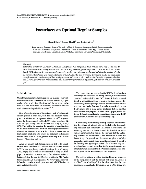 (PDF) Isosurfaces on optimal regular samples