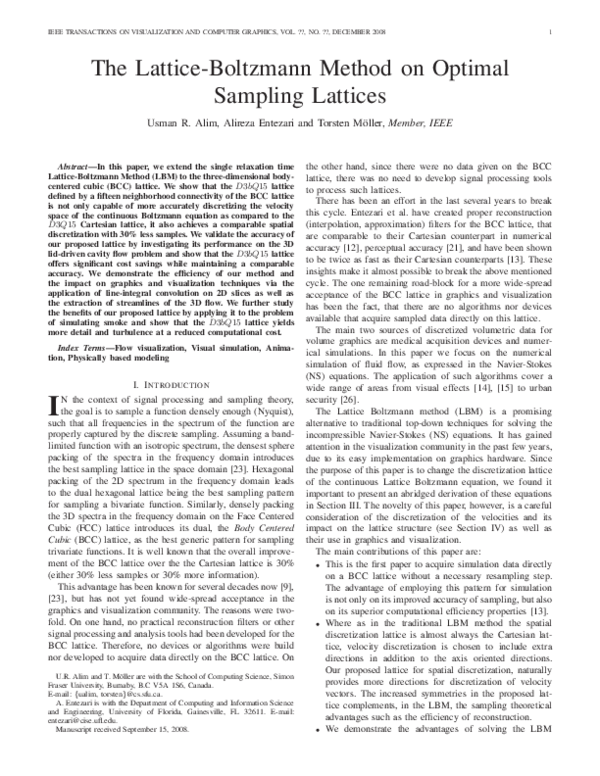 (PDF) The Lattice-Boltzmann method on optimal sampling lattices