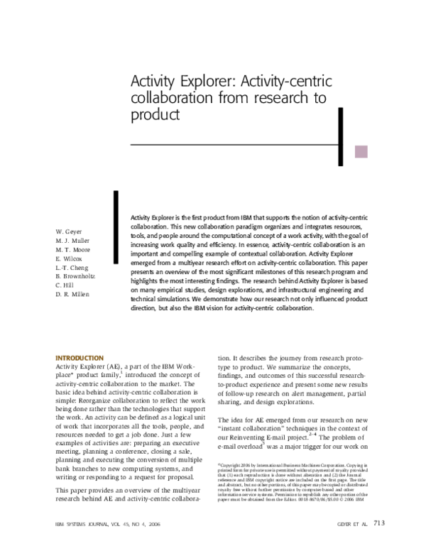 (PDF) Activity explorer: activity-centric collaboration from research ...