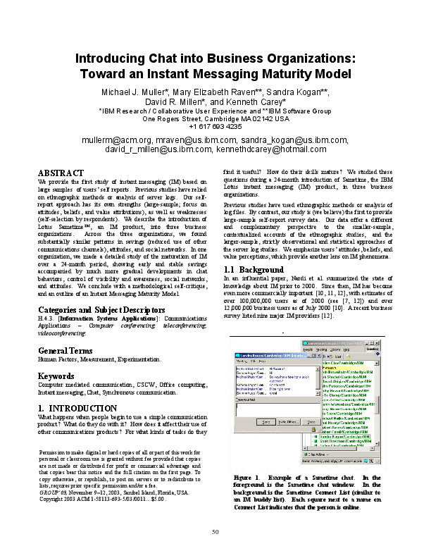 (PDF) Introducing chat into business organizations: Toward an instant ...
