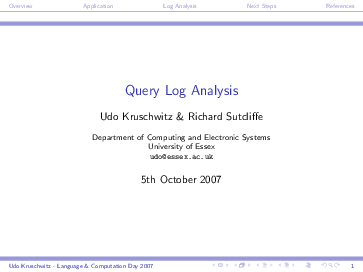 (PDF) Query Log Analysis