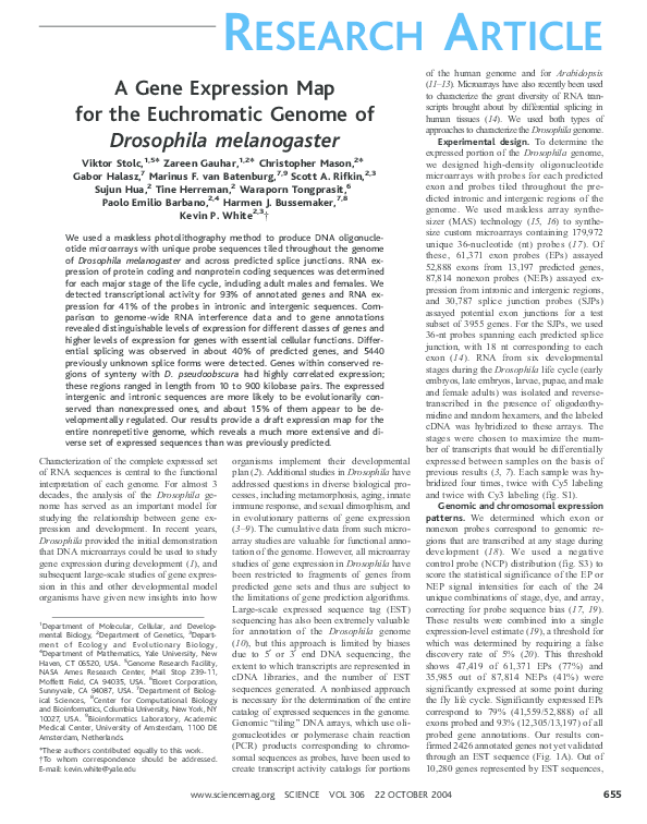 (PDF) A gene expression map for the euchromatic genome of Drosophila ...