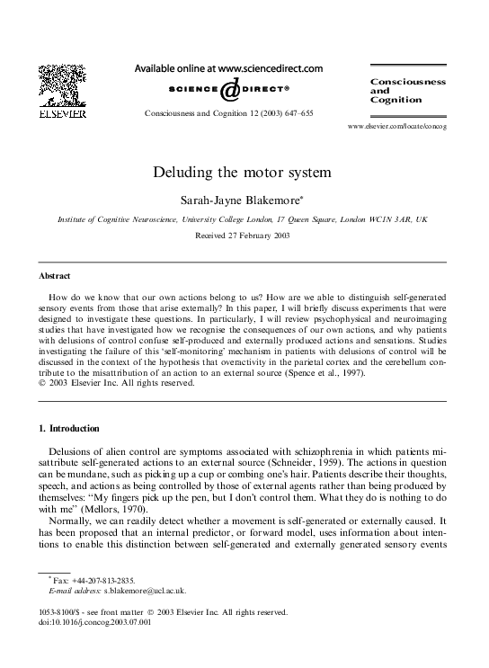 (PDF) Deluding the motor system