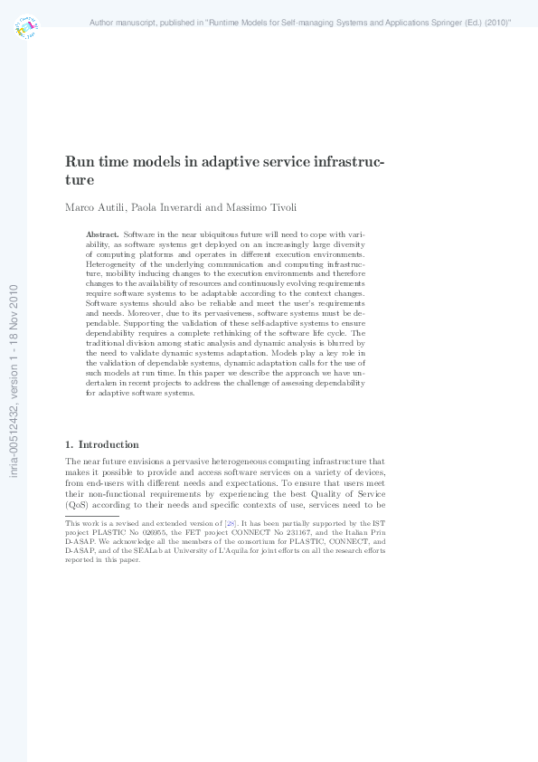 (PDF) Run time models in adaptive service infrastructure