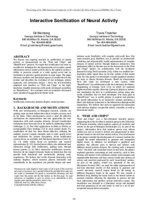 (PDF) Interactive sonification of neural activity