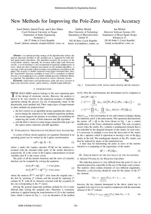 (PDF) New methods for improving the pole-zero analysis accuracy