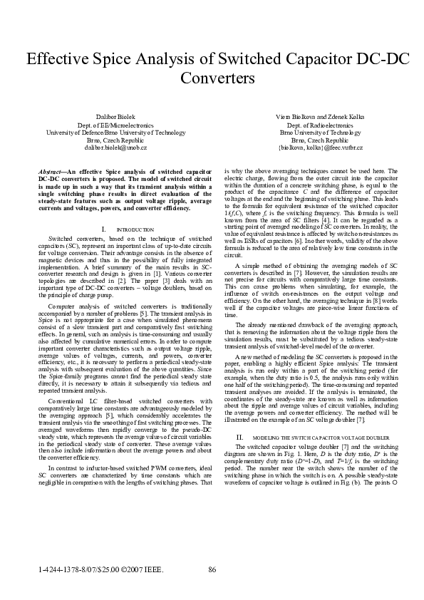 (PDF) Effective Spice Analysis of Switched Capacitor DC-DC Converters
