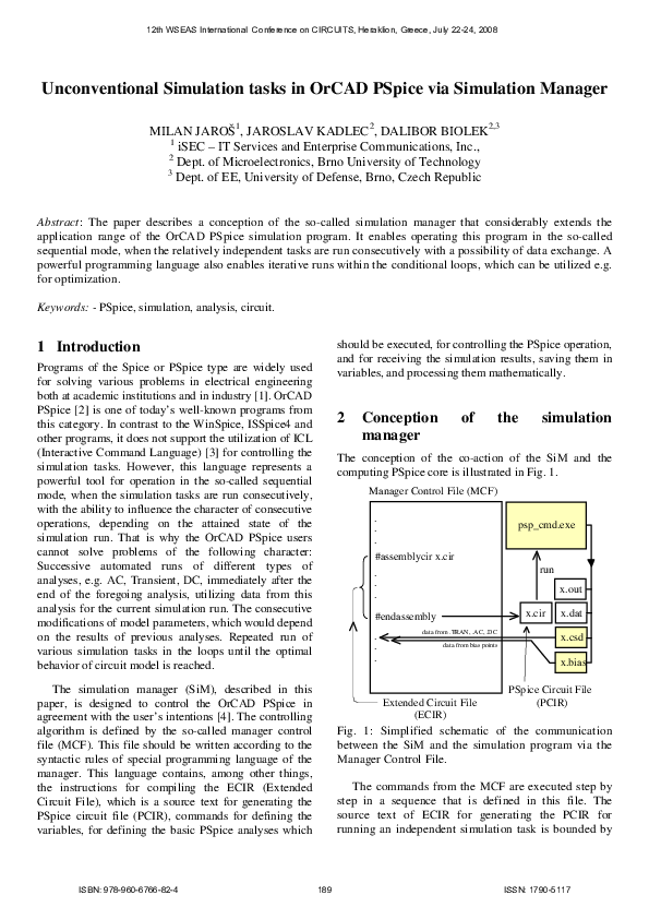 (PDF) Unconventional simulation tasks in OrCAD PSpice via simulation manager