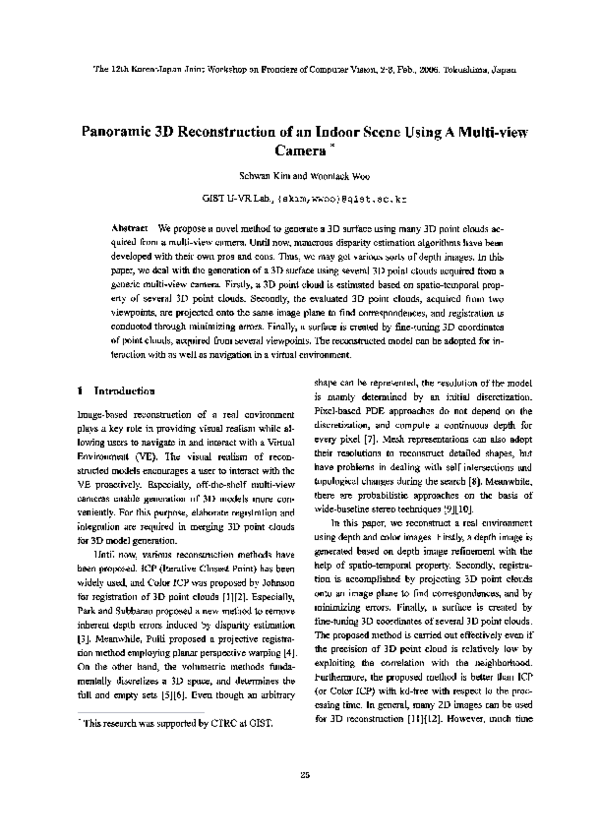 (PDF) Panoramic 3D Reconstruction of an Indoor Scene Using A Multi-view