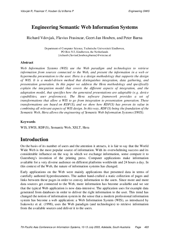 (PDF) Engineering Semantic Web Information Systems