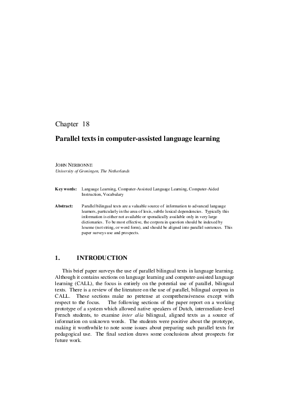 (PDF) Parallel texts in computer-assisted language learning