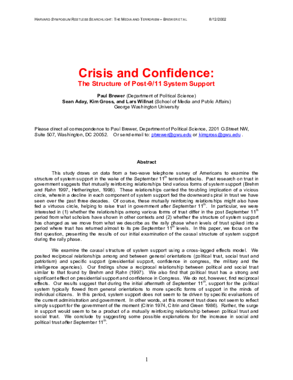 (PDF) Crisis and Confidence