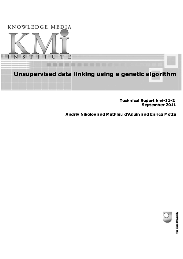 Pdf Unsupervised Data Linking Using A Genetic Algorithm Enrico Motta