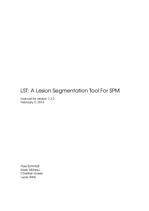 (PDF) LST: A Lesion Segmentation Tool For SPM