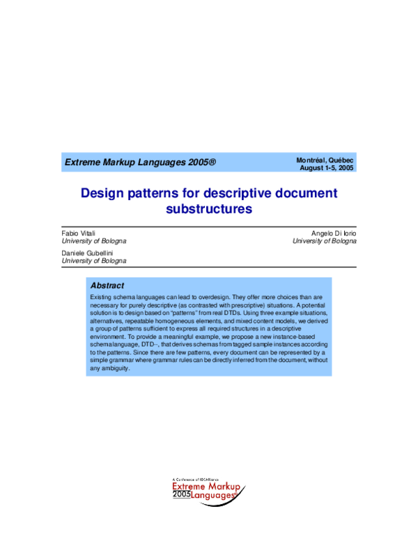 (PDF) Design patterns for descriptive document substructures
