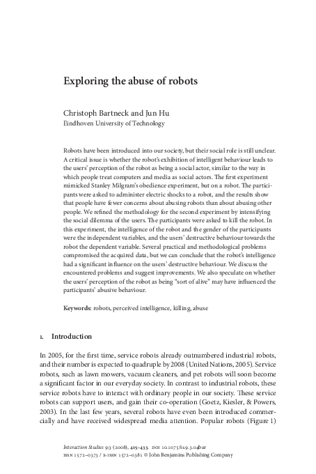 (PDF) Exploring the abuse of robots