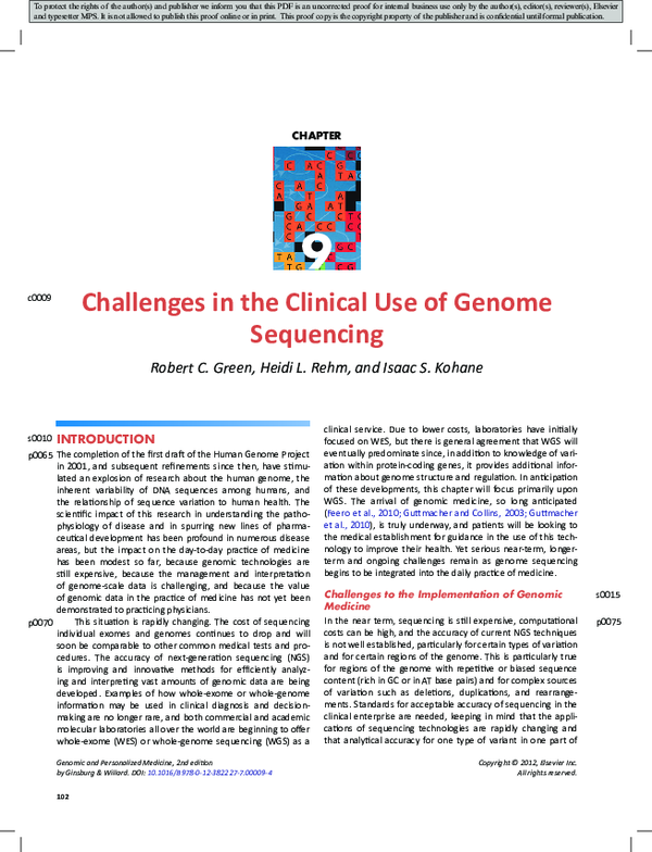 (PDF) Challenges in the Clinical Use of Genome Sequencing