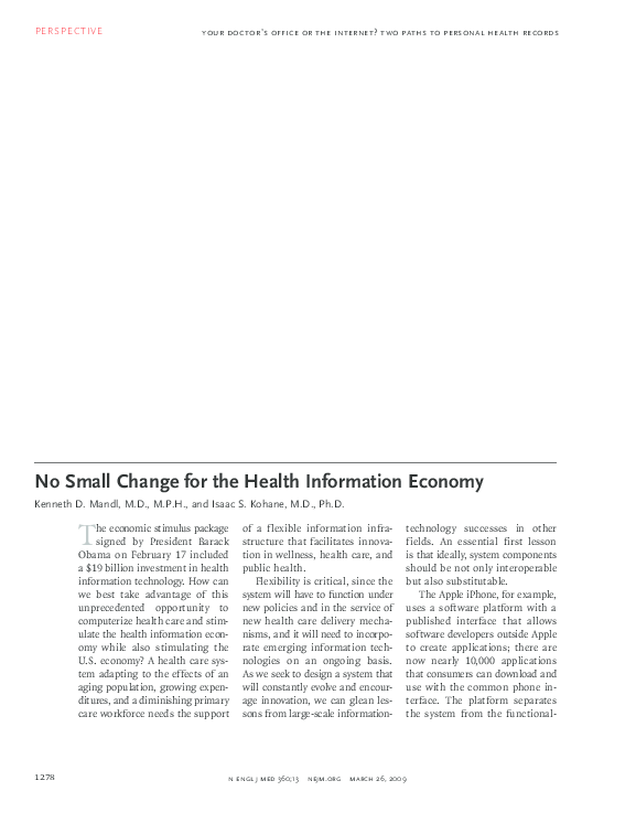 (PDF) No small change for the health information economy
