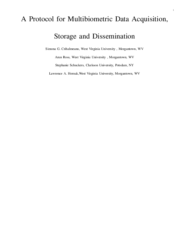 (PDF) A protocol for multibiometric data acquisition, storage and dissemination