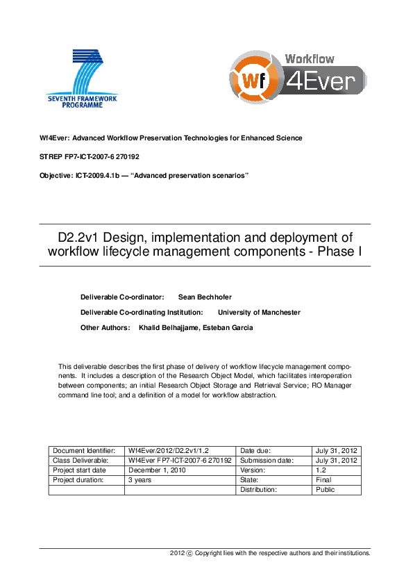 (PDF) D2. 2v1 Design, implementation and deployment of workflow ...
