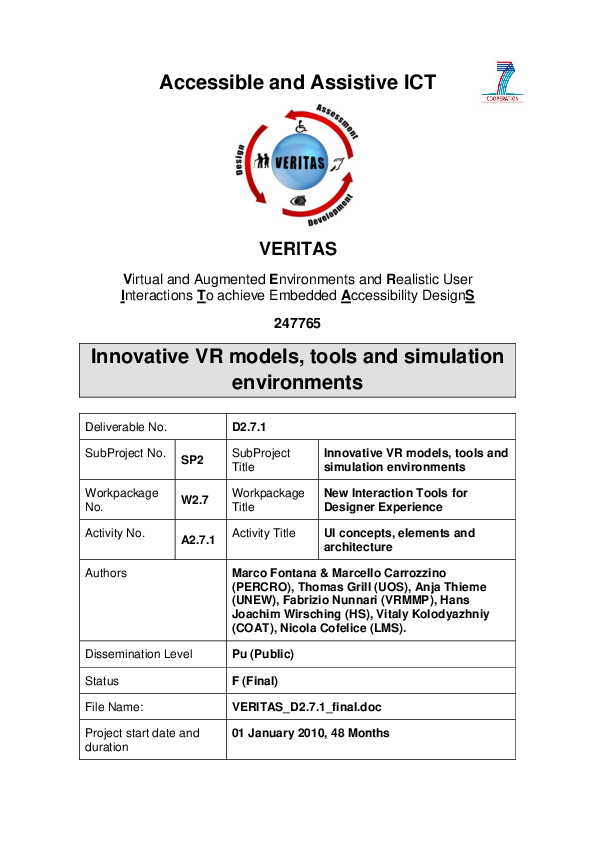 (PDF) Innovative VR models, tools and