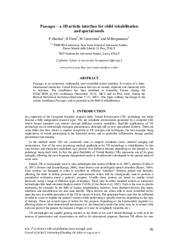 (PDF) Passages–a 3D artistic interface for child rehabilitation and ...