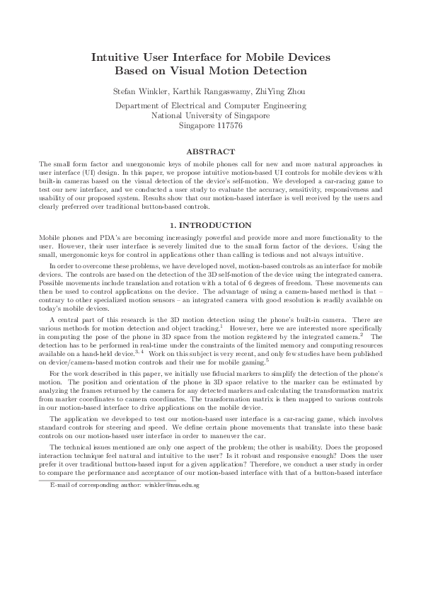 (PDF) Intuitive user interface for mobile devices based on visual ...