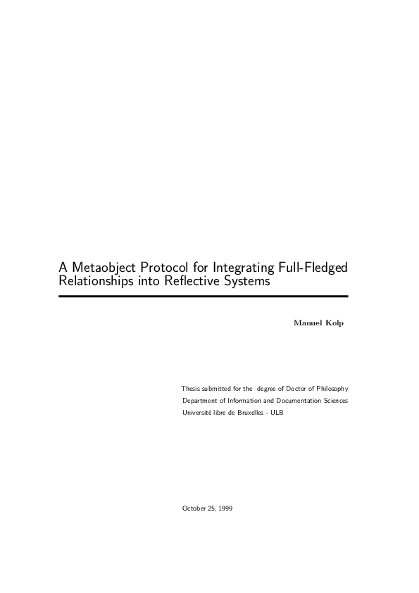 (PDF) A Metaobject Protocol for Integrating Full-Fledged Relationships into Reflective Systems