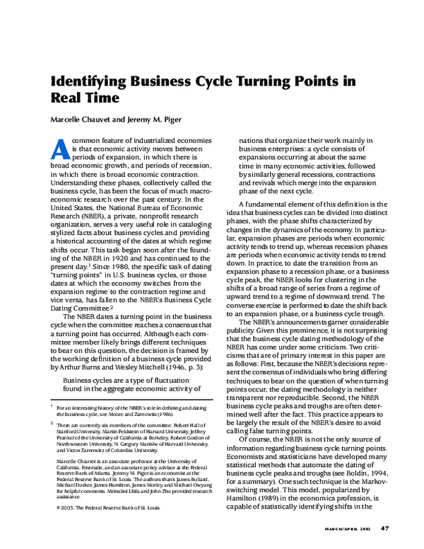 (PDF) Identifying business cycle turning points in real time