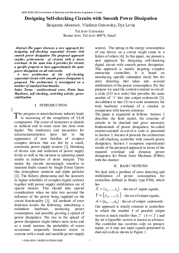 (PDF) Designing self-checking circuits with smooth power dissipation