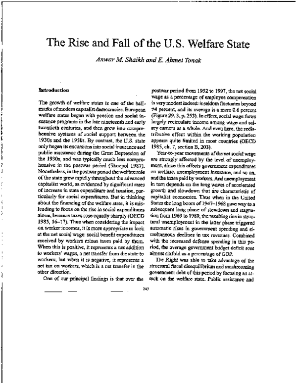 (PDF) The rise and fall of the US welfare state