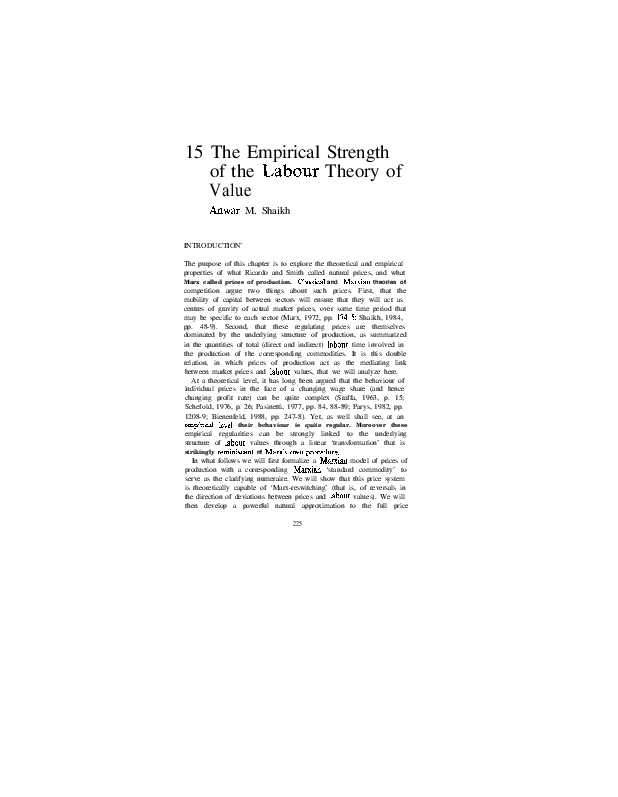 (PDF) The empirical strength of the labour theory of value
