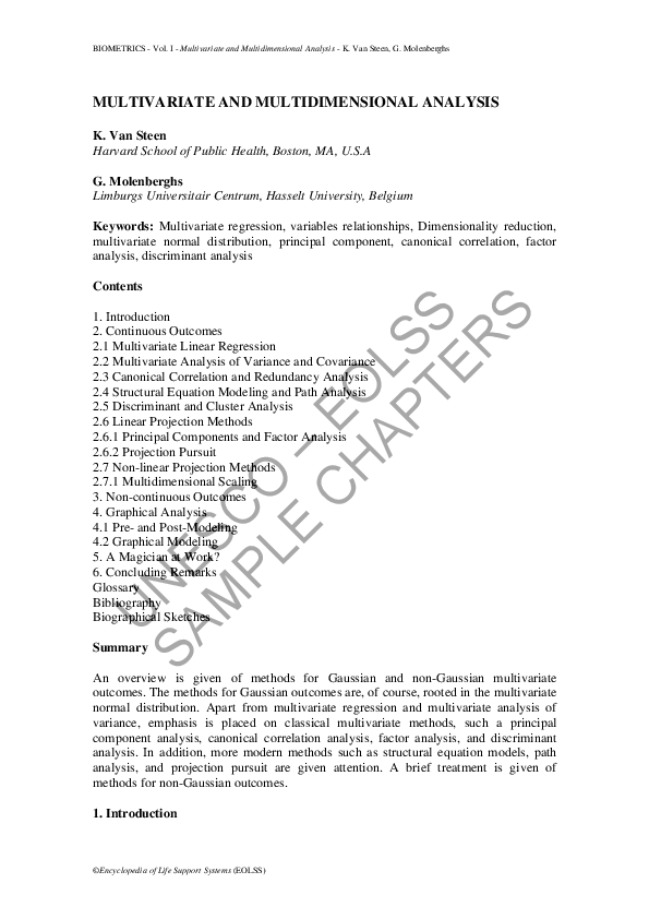 (PDF) Multivariate and multidimensional analysis