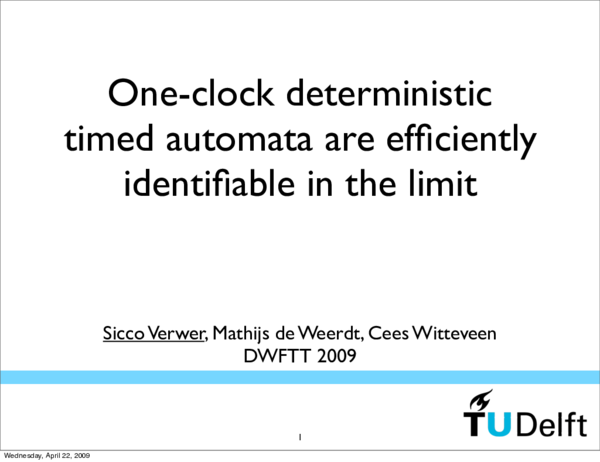 (PDF) One-clock deterministic timed automata are efficiently identifiable in the limit