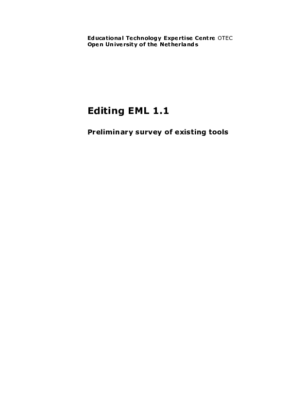 (PDF) Editing EML 1.1 Preliminary survey of existing tools