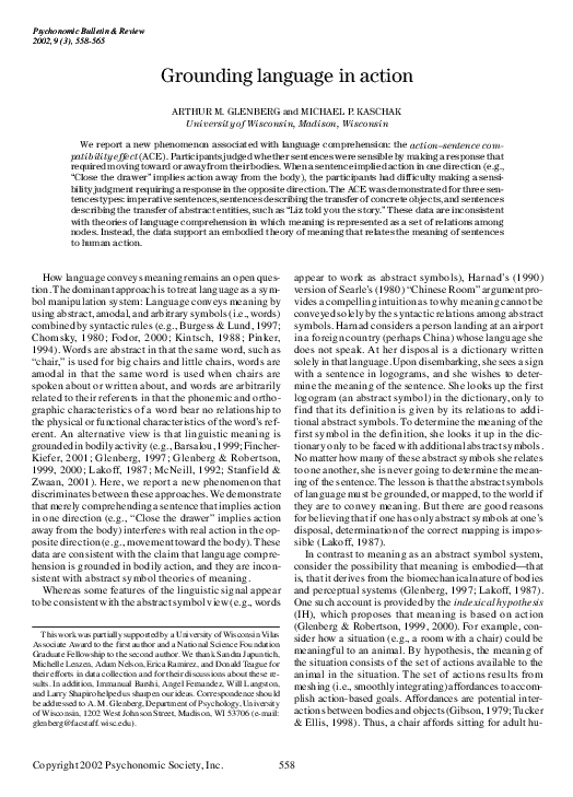 (PDF) Grounding language in action