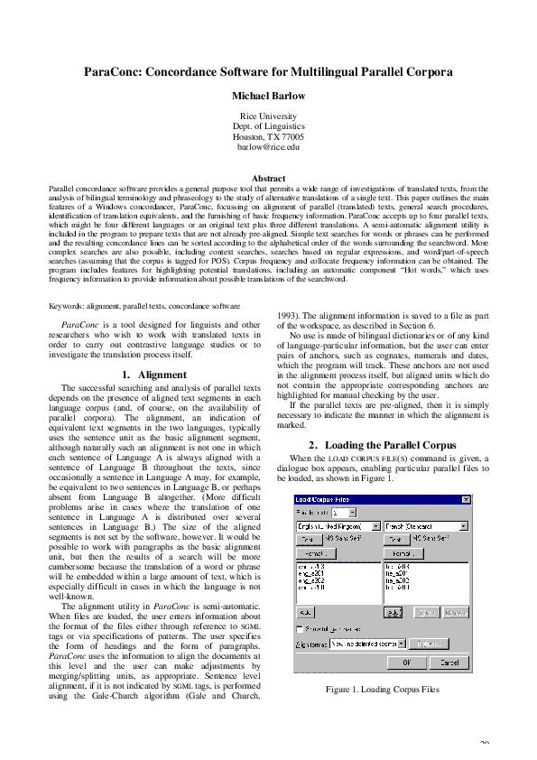 (PDF) ParaConc: Concordance software for multilingual parallel corpora
