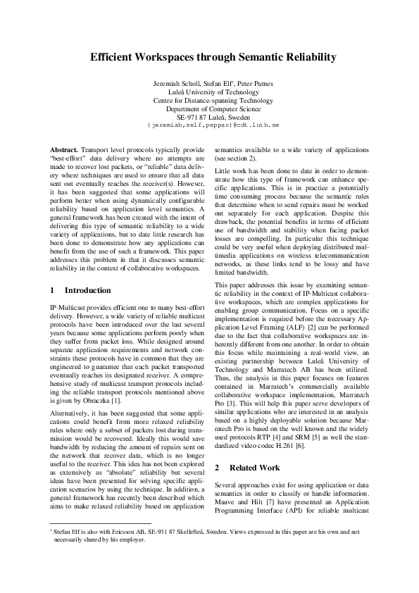 (PDF) Efficient workspaces through semantic reliability