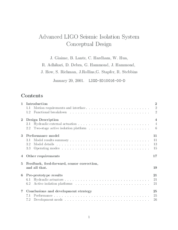 (PDF) Advanced LIGO Seismic Isolation System Conceptual Design