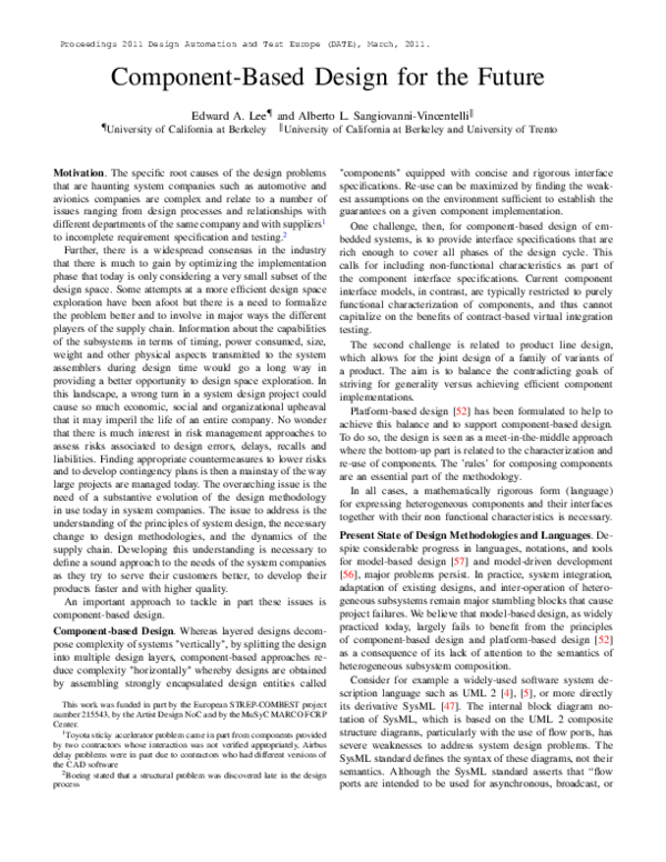 (PDF) Component-based design for the future