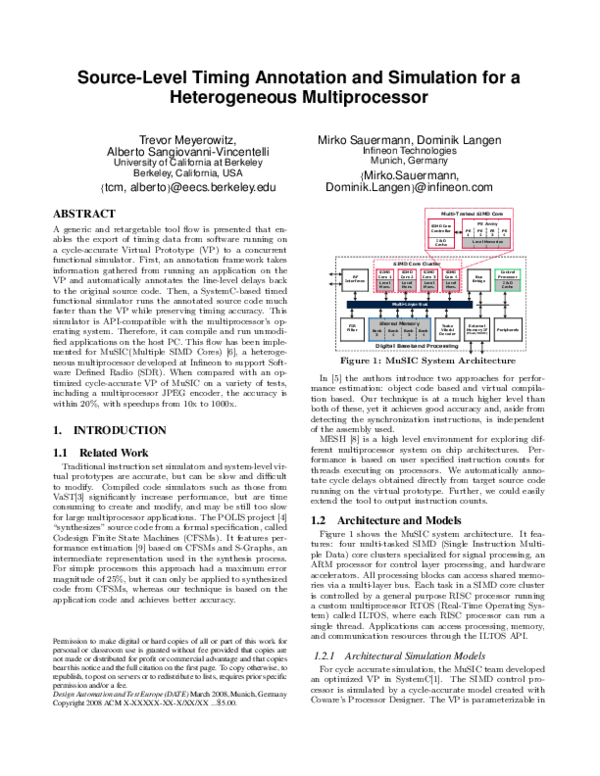 Pdf Source Level Timing Annotation And Simulation For A Heterogeneous Multiprocessor